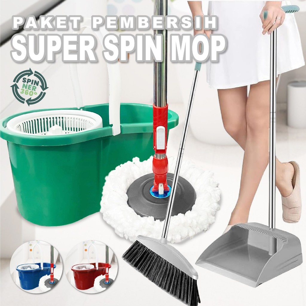 Jual 1 Set Paket Bundle Hemat Mop Lantai Putar Otomatis Alat Pembersih ...