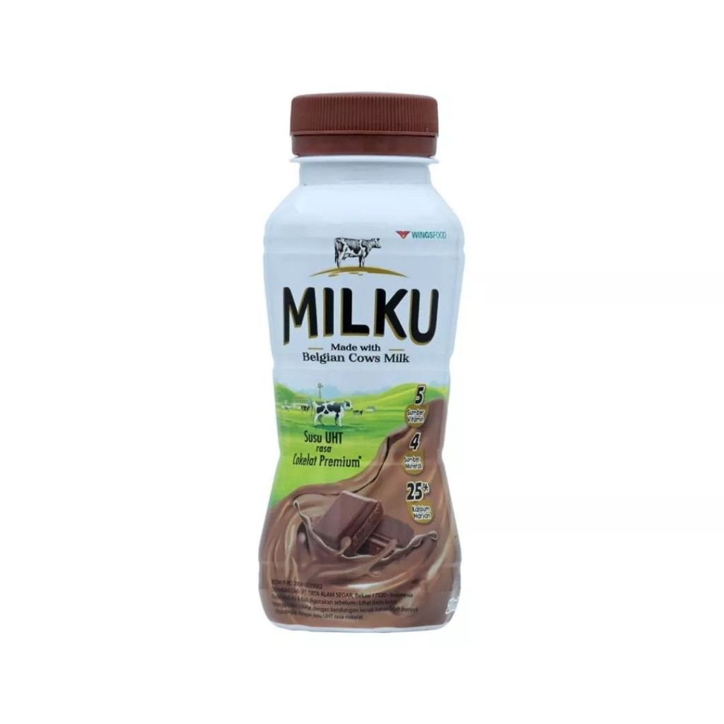 Jual Wings Milku Susu UHT Cokelat Premium Botol 200 mL | Shopee Indonesia