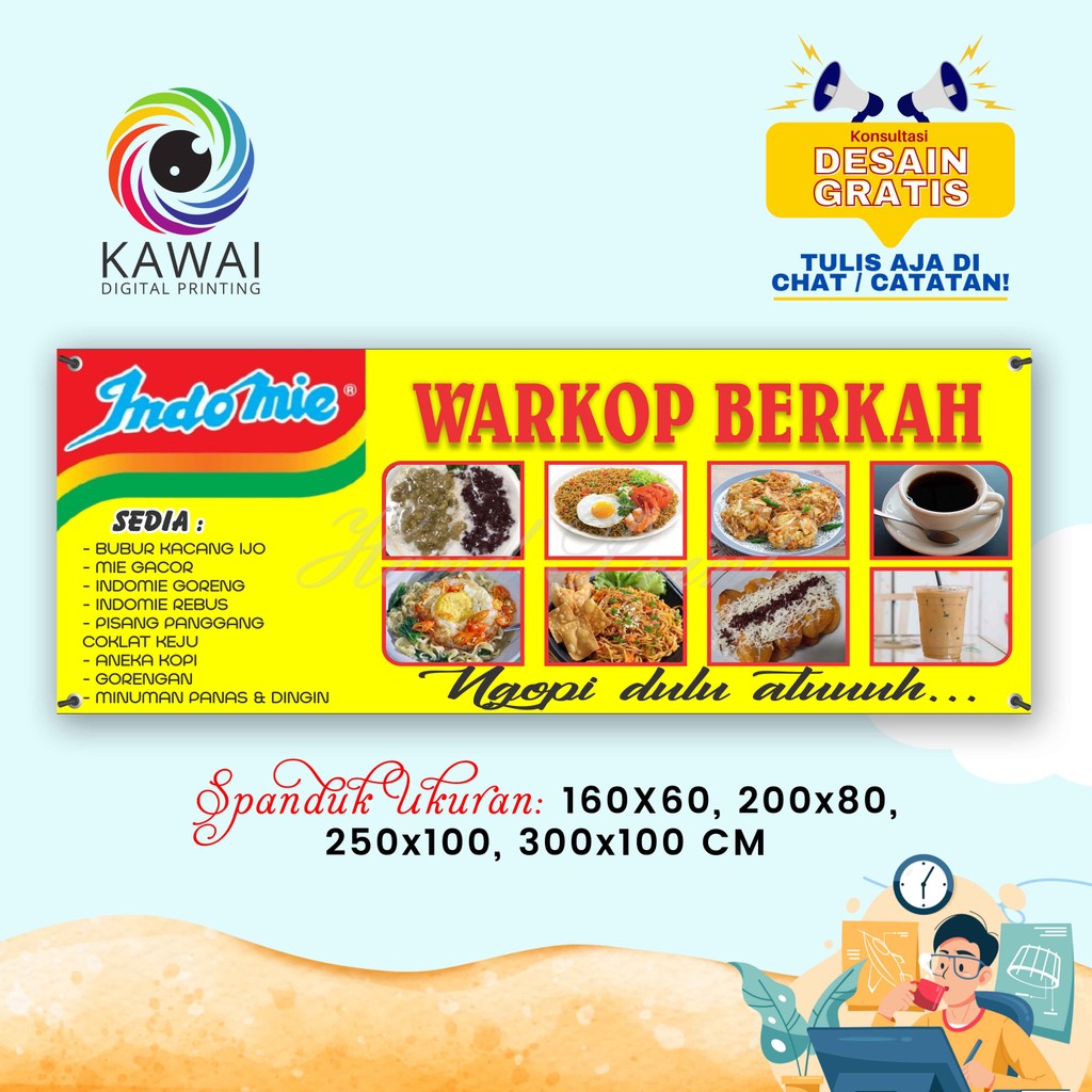 Jual SPANDUK BANNER Warkop Berkah Warmindo Ukuran 300x100 CM | Shopee ...