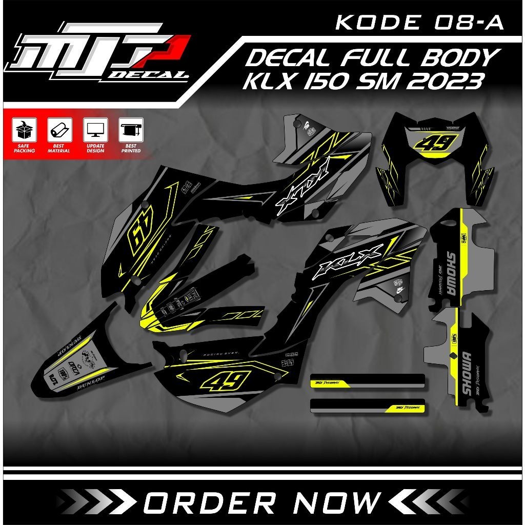 Jual Stiker Decal KLX 150 SM Full Body Terbaru 2023 Custom Super Glossy MTP DECAL Kode 08 ...