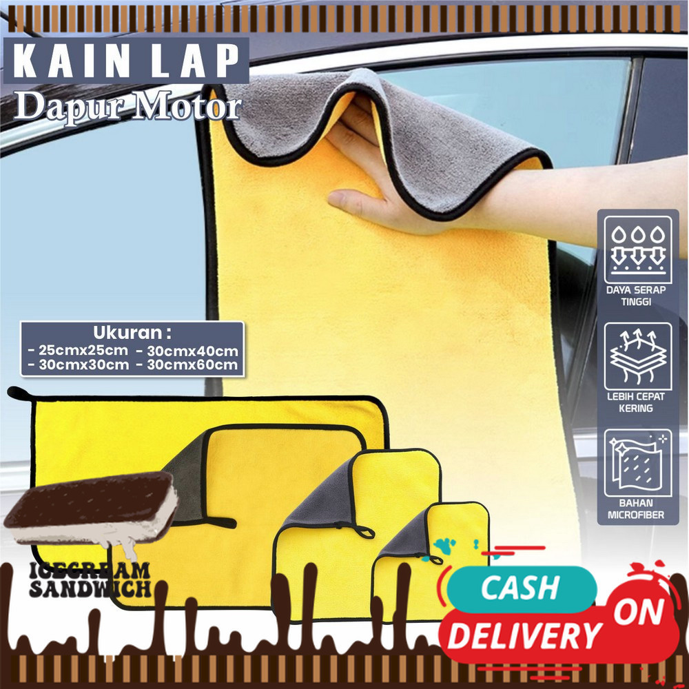 Jual [ ICS ] Kain Lap Mobil Microfiber Serbaguna 30x30cm dengan ...