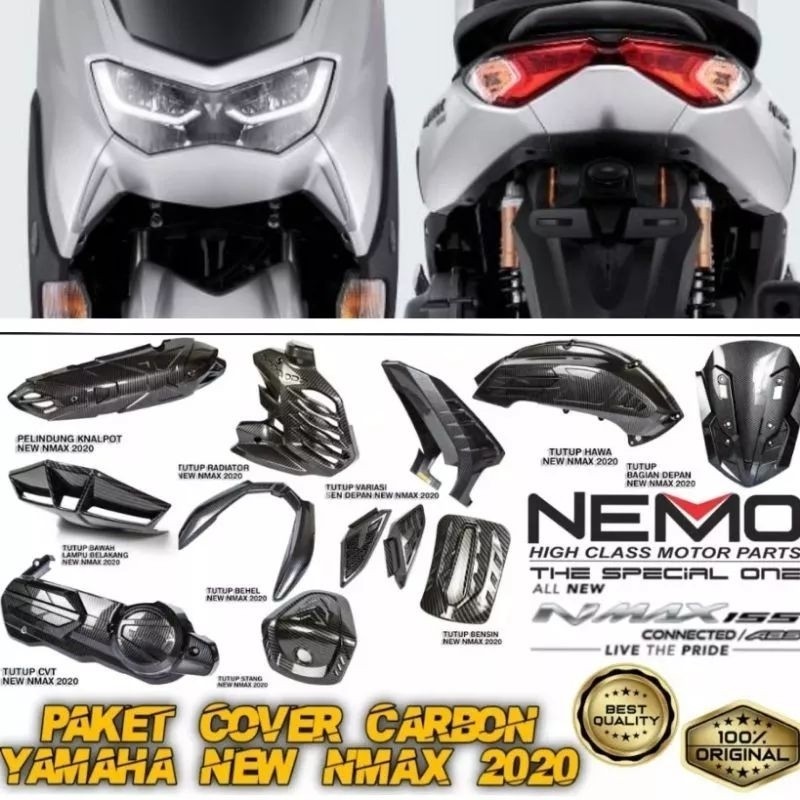Jual Cover tutup Carbon Karbon All Yamaha Nmax New 2020 dan 2023 Nemo ...