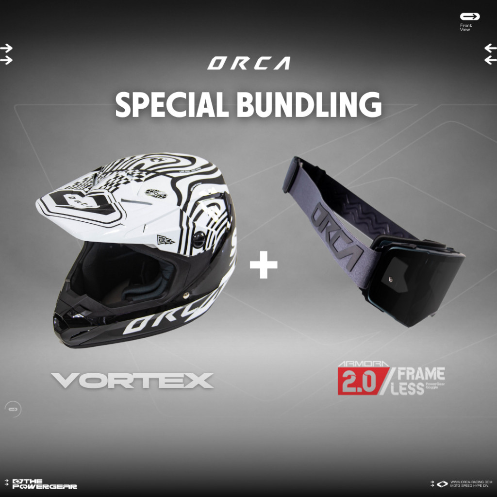 Jual Orca Powergear - SPECIAL BUNDLING HELM FULL FACE VORTEX + GOGGLE ...