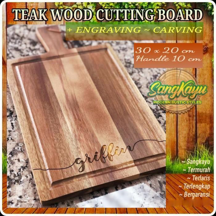 Jual Talenan kayu jati + ukir nama engraved cutting board line edge ...