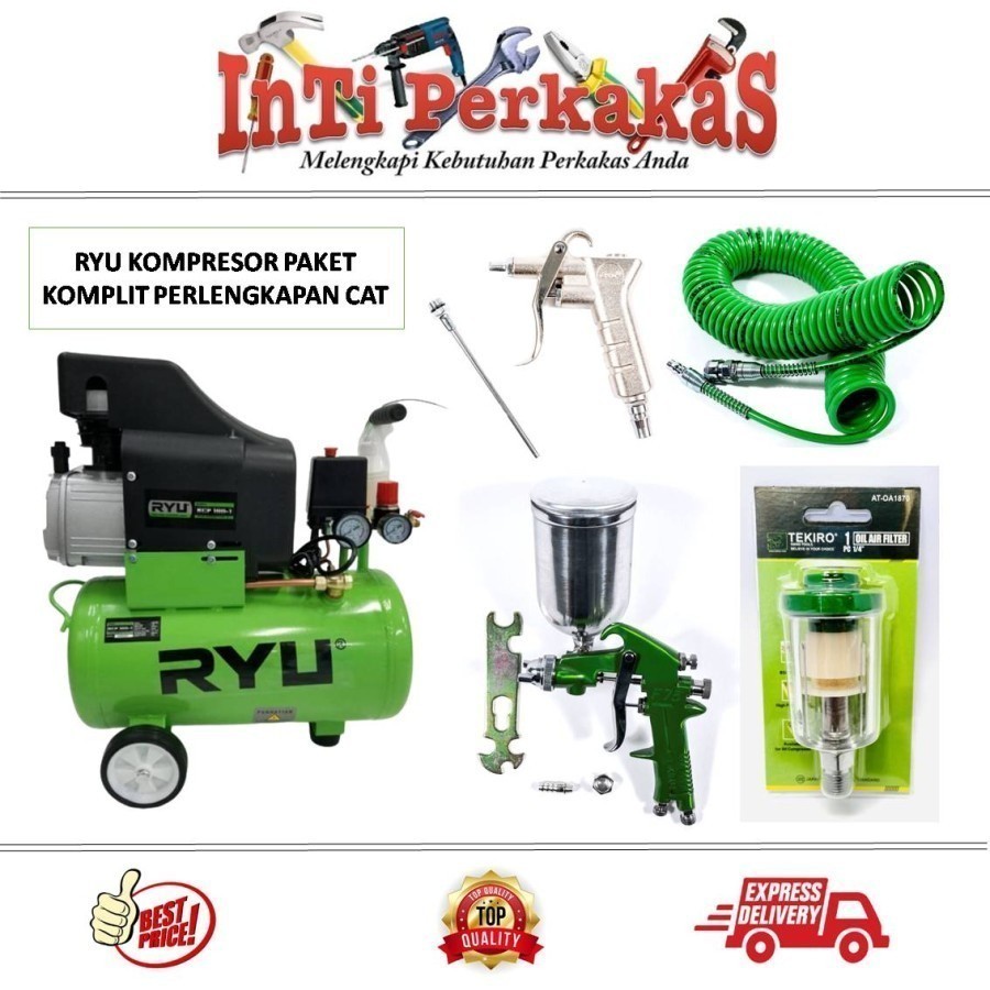 Jual RYU PAKET KOMPLIT KOMPRESOR PERLENGKAPAN CAT 2 HP 35 LITER | Shopee Indonesia