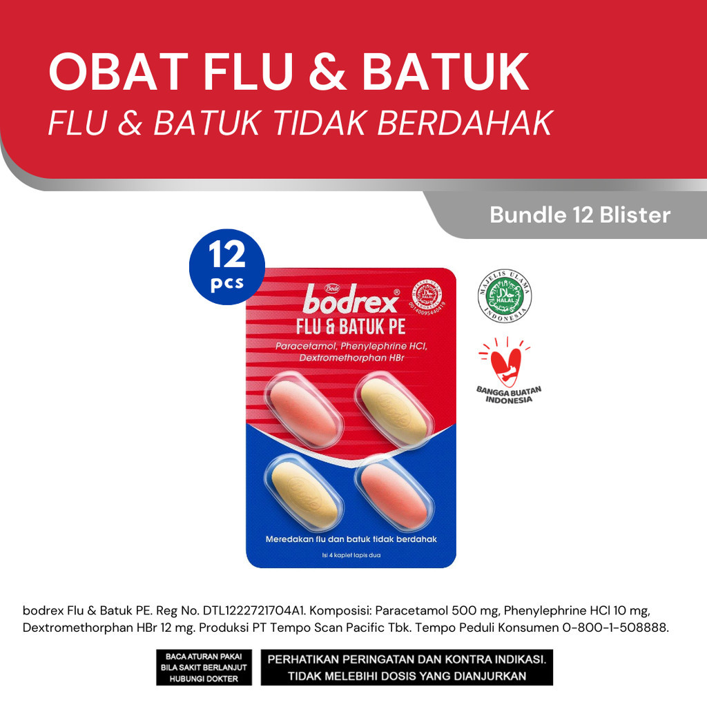 Jual Bodrex Grosir Flu & Batuk Tidak Berdahak 12 Blister [Exp : 02.2026 ...