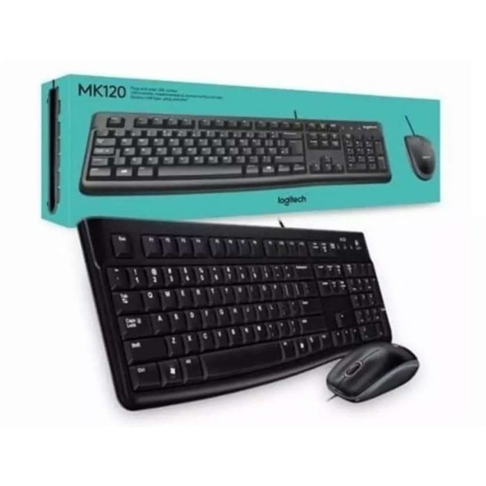Jual LOGITECH MK120 COMBO (B100 MOUSE KABEL + K120 USB WIRED KEYBOARD DESKTOP) | Shopee Indonesia