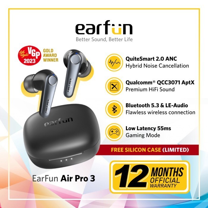 Jual promo -EarFun Air Pro 3 - The world's 1st LE-audio ANC true ...