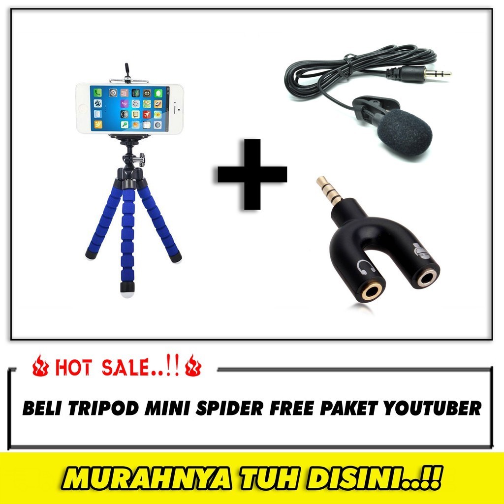 Jual Paket Youtuber Vlog Lengkap 5 Tripod Mini Spider Mic Clip | Shopee ...