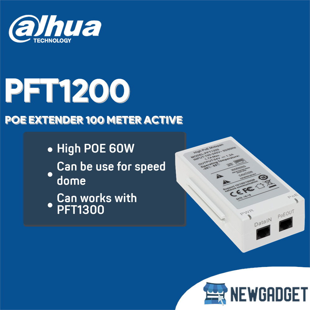 Jual DAHUA PFT1200 POE EXTENDER 100 METER OUTPUT 54VOLT - 60WATT ...