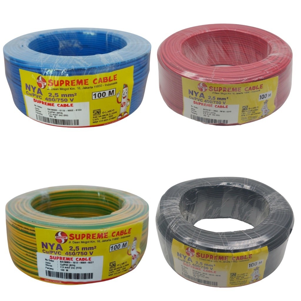 Jual Kabel SUPREME 2.5mm 100 Meter SNI Kabel Listrik Tunggal Tembaga 2.5mm | Shopee Indonesia