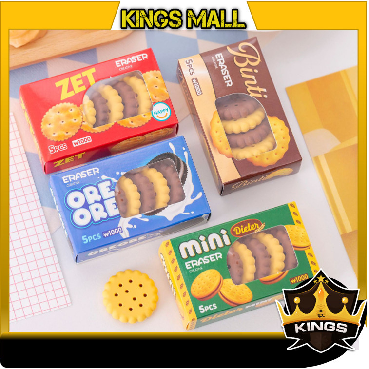 Jual KINGs - S6299 Eraser Biskuit 5 in 1 / Biscuit Eraser Lucu | Shopee ...