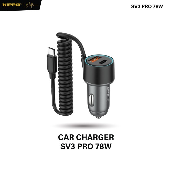 Jual Hippo Elite SV3 Pro Car Charger Pd 78W 2 Port Built In Cable ...