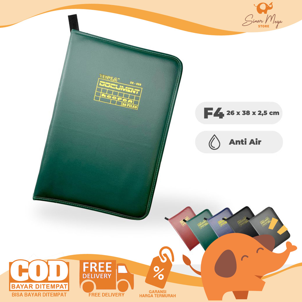 Jual TOPLA Document Keeper File DK-888 Zipper Kulit F4 - Folder Map 20/40/60 Leather Resleting ...