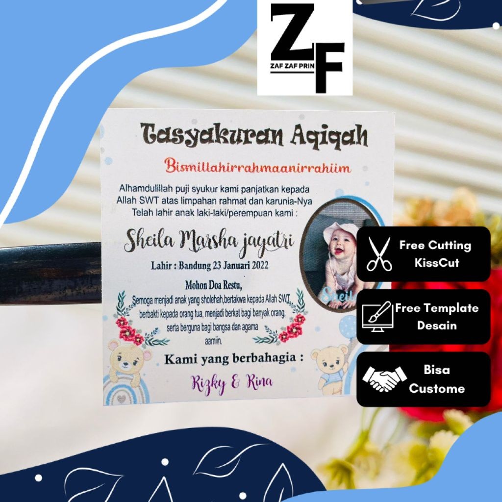 Jual ZAF 2-4 Stiker Tasyakuran Aqiqah Bayi Sticker Syukuran Aqiqah ...
