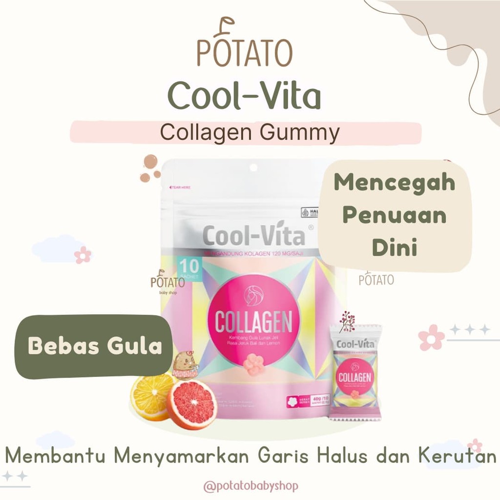 Jual Coolvita 1 Pouch Collagen Gummy Rasa Jeruk Bali dan Lemon | Gummy ...