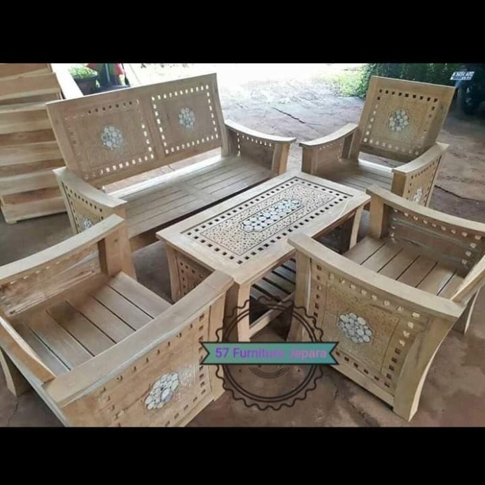 Jual Meja kursi ruang tamu kayu Jati Tua Mentahan ukir Jepara LXN14 ...