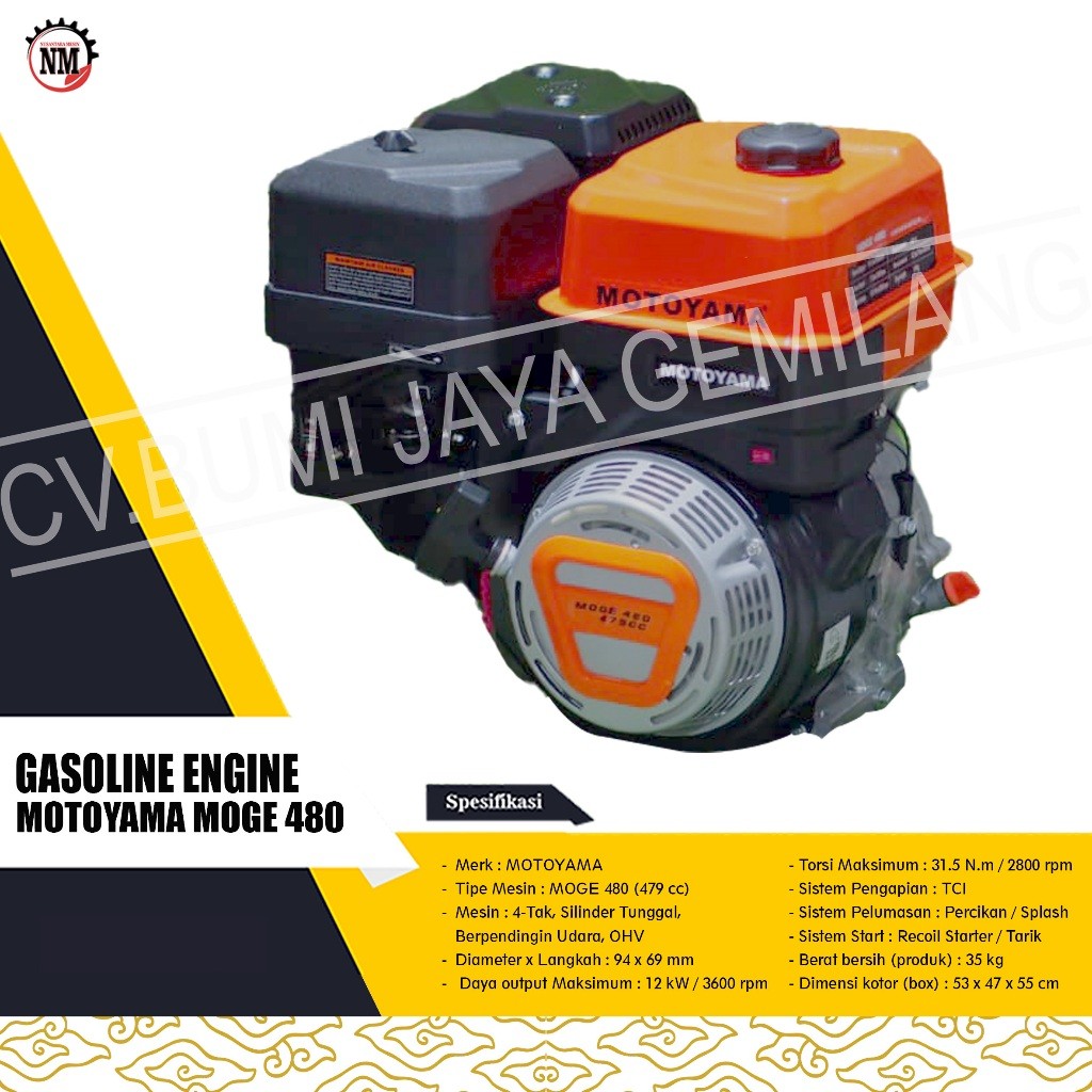 Jual MESIN PENGGERAK SERBAGUNA / ENGINE MOTOYAMA MOGE 480 PC (479 CC ...