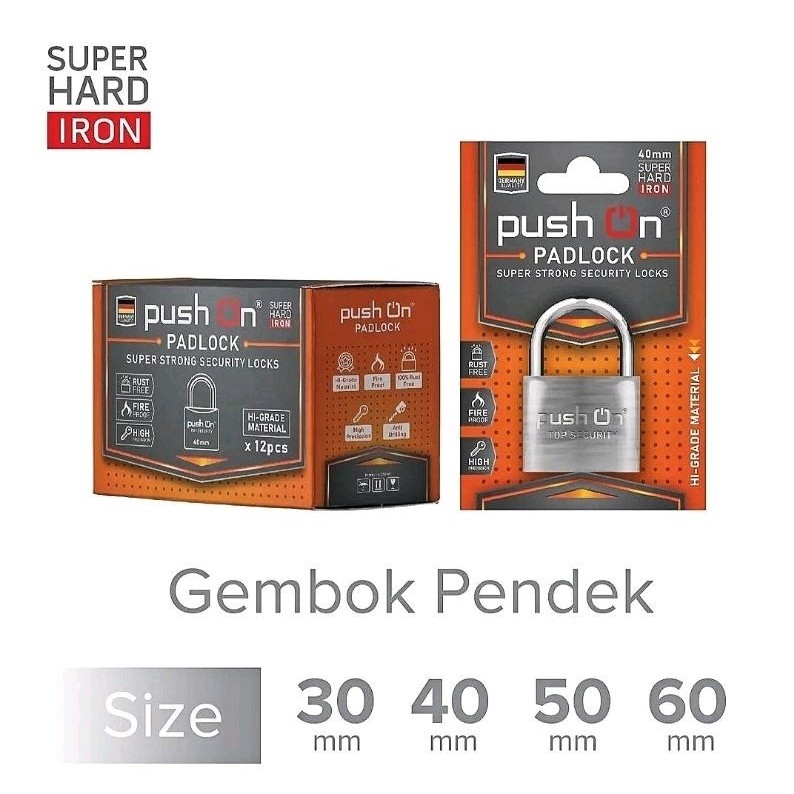 Jual Gembok Besi Baja Leher Pendek 30mm 40mm 50mm 60mm 3 Anak Kunci ...