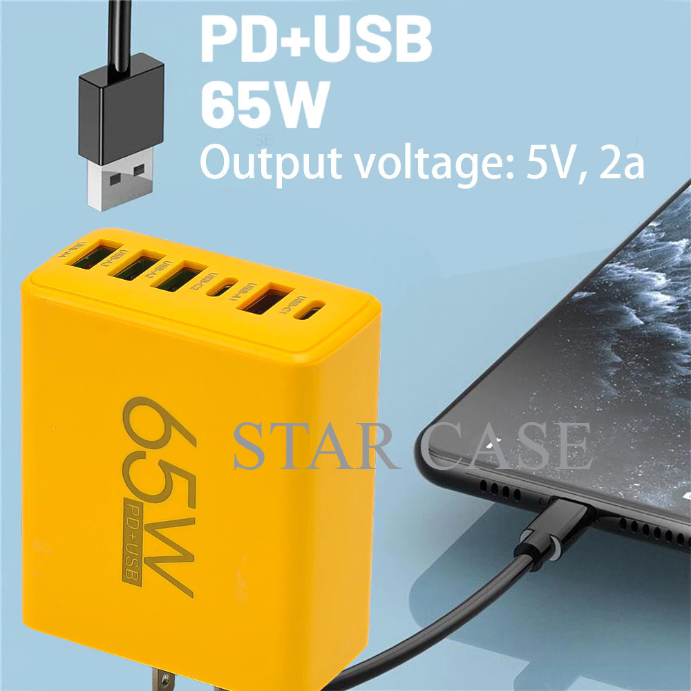 Jual STAR CASE Batok Charger 65W Fast Charging 4 Port Usb A + 2 Port PD ...
