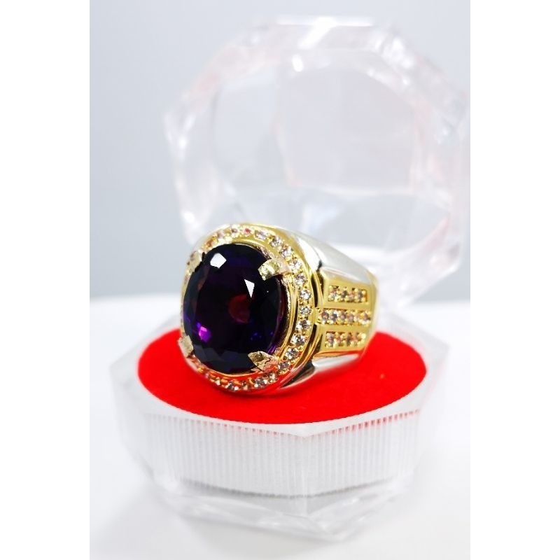 Jual BATU CINCIN AKIK PERMATA KECUBUNG AMETHYST ASLI NATURAL RING PERAK ...