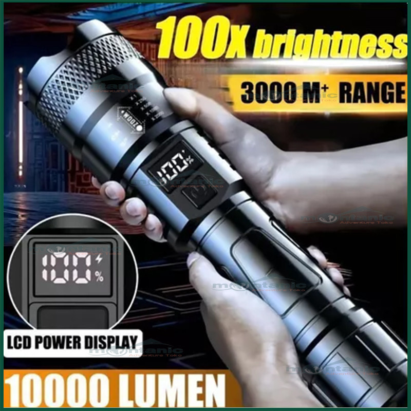 Jual 300W Senter LED Super Terang Portabel Zoom Rechargeable Ipx8 Tahan ...