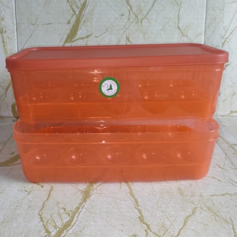 Jual Tempat Telur Ayam 2 Susun Plastik Penyimpanan Kulkas / Wadah Telur ...