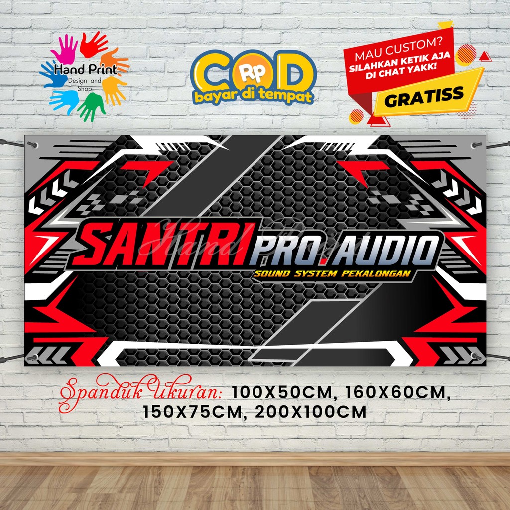 Jual Cetak Spanduk Banner Audio Pro Merah MMT Spanduk Custom 200x100 ...