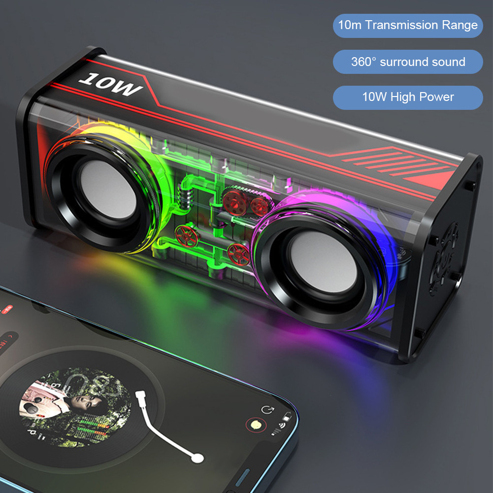 Jual Mecha speaker bluetooth 5.0 subwoofer meriam baja kecil transparan V8 audio portabel ...