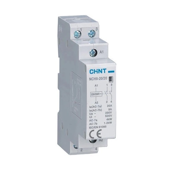 Jual CHINT NCH8 Modular AC Contactor Kontaktor Model Slim Din Rail MCB 20A 220V 2NO / 1 NO + 1 ...