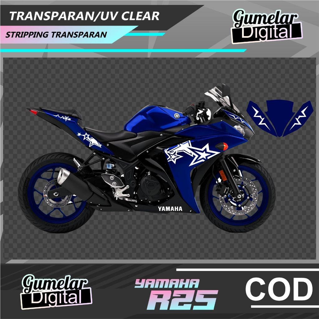 Jual CUTTING STIKER SIMPEL YAMAHA R25 LIVERY STAR 4 CUTTING/UV SUDAH DI ...