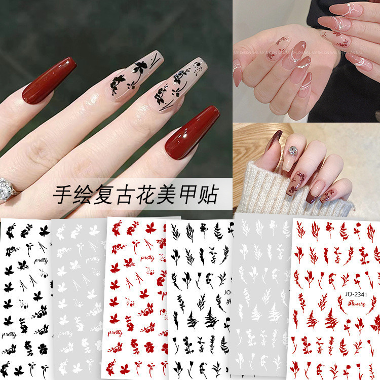 Jual Stiker Kuku Red Maroon Black Flower Nail Sticker / Hiasan Bunga ...