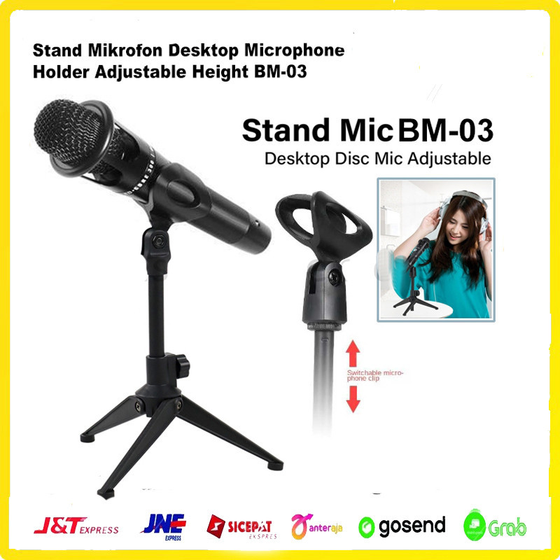 Jual Stand Mikrofon Desktop Microphone Holder Adjustable Height Stand Holder Microphone Meja Mic ...