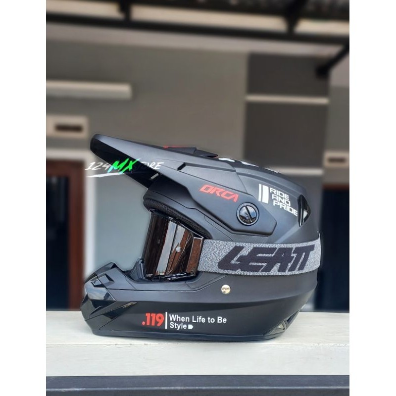 Jual HELMET CUSTOM ORCA ONEONENINE DAN GOGGLE LEAT | Shopee Indonesia