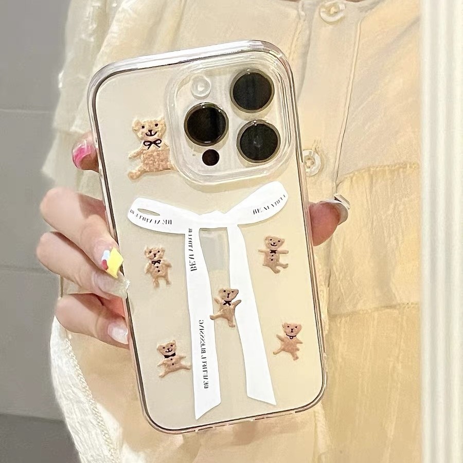 Jual Beruang Dasi putih transparan soft case hp Iphone 16 PRO MaX 16 ...