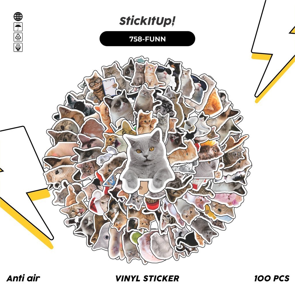 Jual COD 100 Pcs Stiker Pack Kucing V2 Lucu Aesthetic Vynil Waterproof ...
