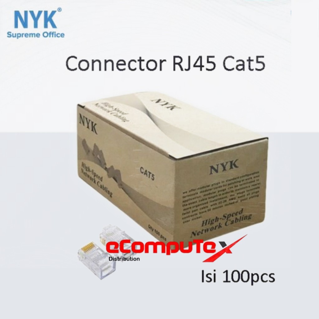 Jual CONNECTOR / KONEKTOR RJ45 CAT 5 MEREK NYK ISI 100 PCS - ORI ...