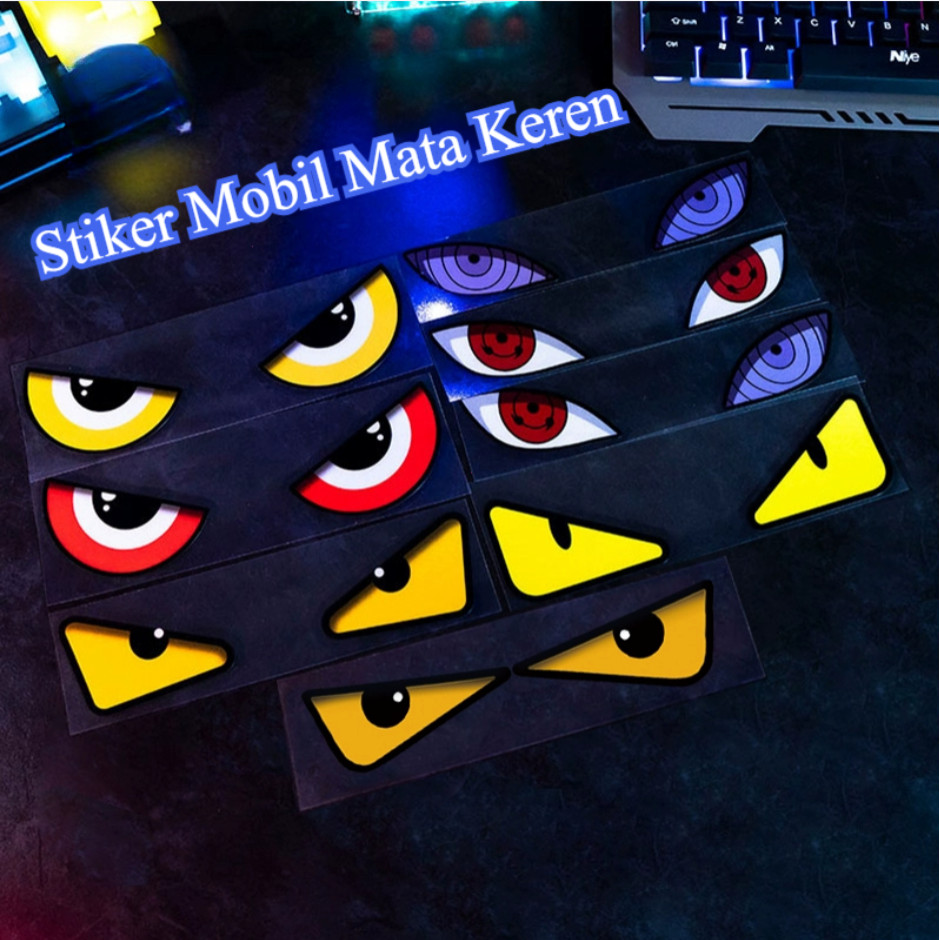 Jual Stiker Menyenangkan Iblis Listrik Mata Mobil Stiker / Helm Kreatif ...
