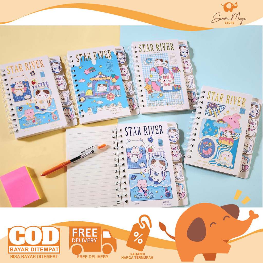 Jual Fancy Notebook STAR RIVER (FLXQ-8089) Buku Catatan Spiral PUTIH ...