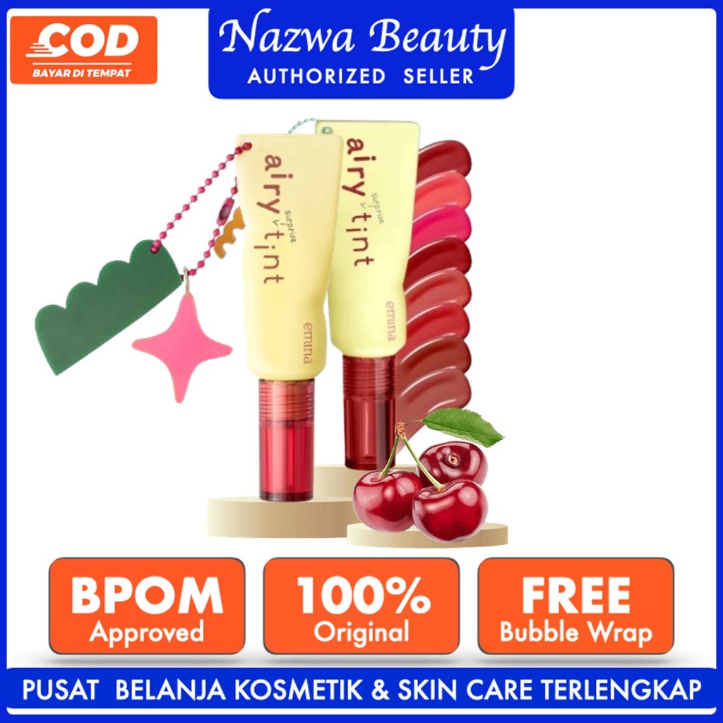 Jual Nazwa Beauty Emina Airy Surprise Tint 3 g + Keychain - Lip Tint ...