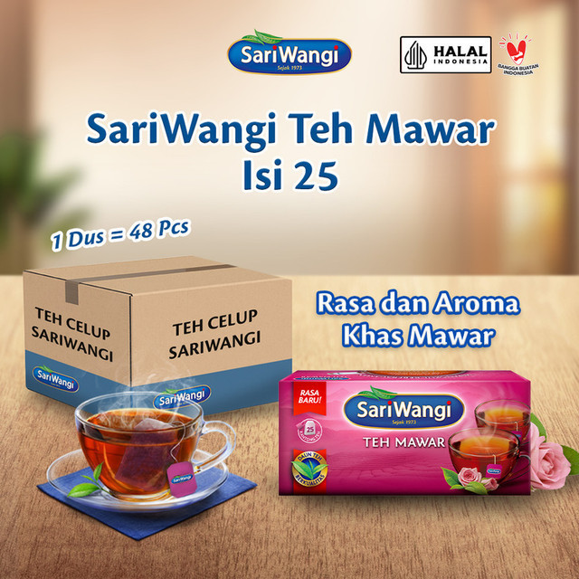 Jual Sariwangi Teh Mawar Isi 25 Kantung Celup (Isi 48) | Shopee Indonesia