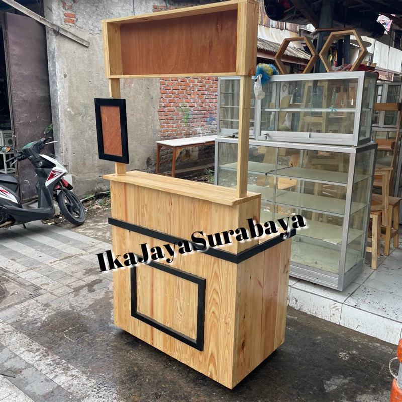 Jual Gerobak booth kayu portable jati belanda | Shopee Indonesia