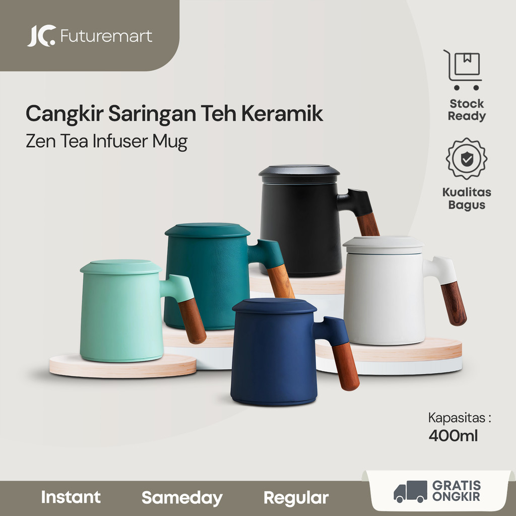 Jual Gelas Saringan Teh Cangkir keramik 400ml Zen Tea Infuser Mug ...