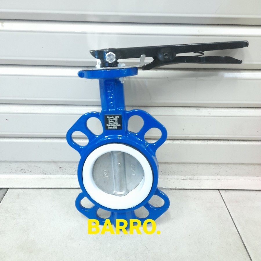Jual Butterfly Valve 5" Inch DN 125 Cast Iron Seat PTFE Teflon Lever ...