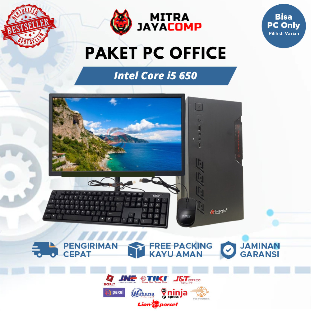Jual 1 set pc rakitan full set office i5 650 ram 8gb hdd ssd monitor 19 ...