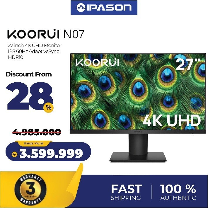 Jual KOORUI 27 inch 4K UHD Gaming Monitor IPS 60Hz AdaptiveSync HDR10 N07 | Shopee Indonesia