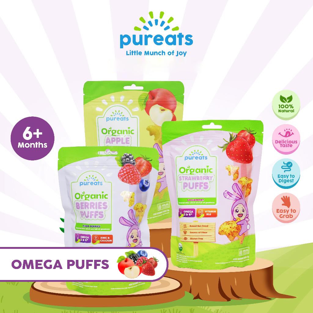 Jual Pureats Omega Puffs - Snack Makanan Bayi Rasa Buah | Shopee Indonesia