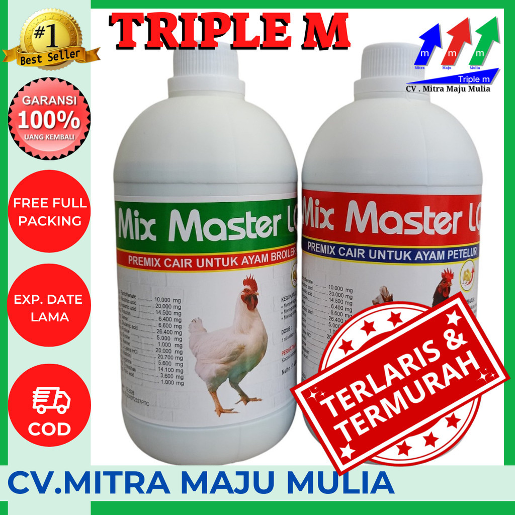 Jual MIX MASTER LQ 1 LITER - Premix Cair Pemacu Pertumbuhan Ayam Broiler dan Produksi Ayam ...