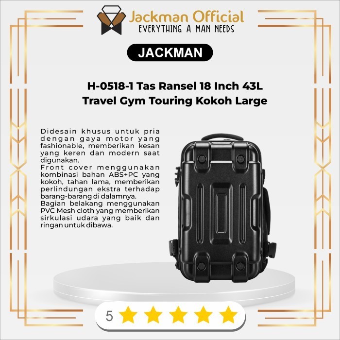 Jual JACKMAN H-0518-1 Tas Ransel Hard Shell 18 Inch 43L Travel Gym ...