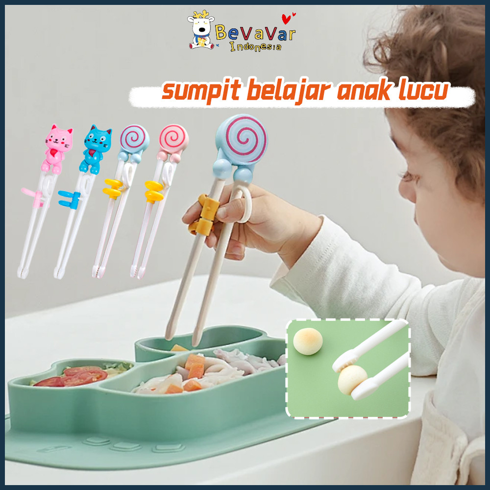 Jual BEVAVAR sumpit anak karakter lucu sumpit belajar makan training ...